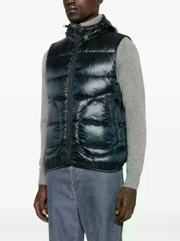 Herno Quilted Hooded Gilet - Blue