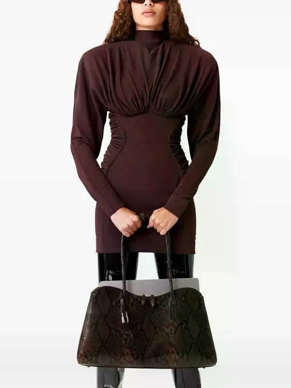 Stella McCartney High-neck Ruched Mini Dress - Brown