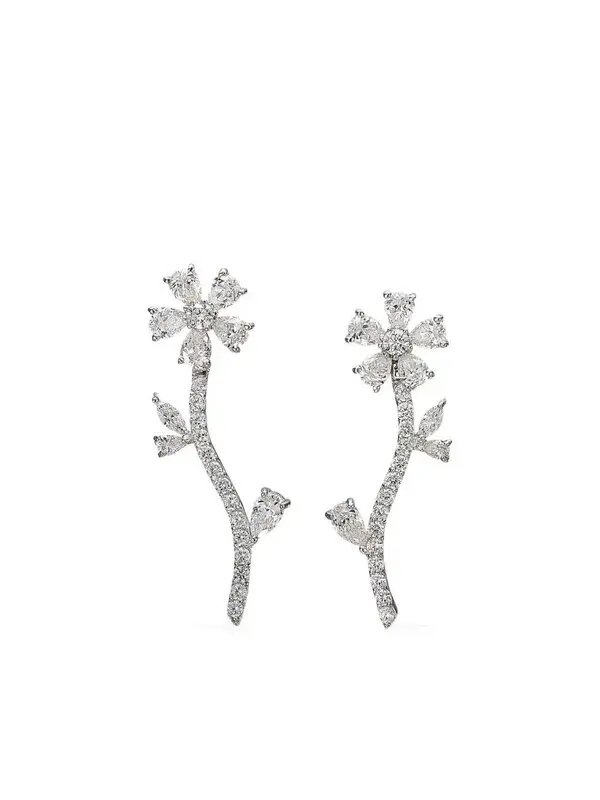 ANABELA CHAN 18kt Gold Diamond Marguerite Earrings - Silver