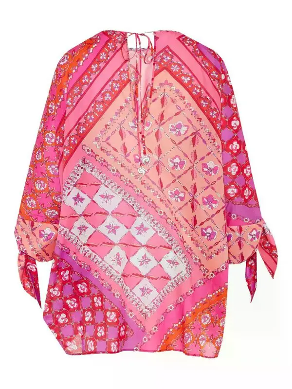 Emilio Pucci Tie-sleeve Patterned Beach Dress - Pink