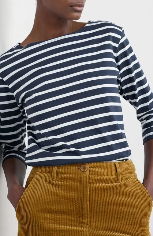SEASALT CORNWALL Sailor Stripe Organic Cotton Top - Breton Maritime Chalk