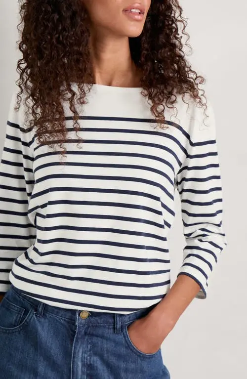 SEASALT CORNWALL Sailor Stripe Organic Cotton Top - Falmouth Breton Chalk Maritime