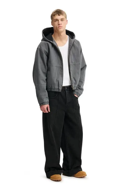 COTTON ON Cropped Hooded Bomber - Washed Black