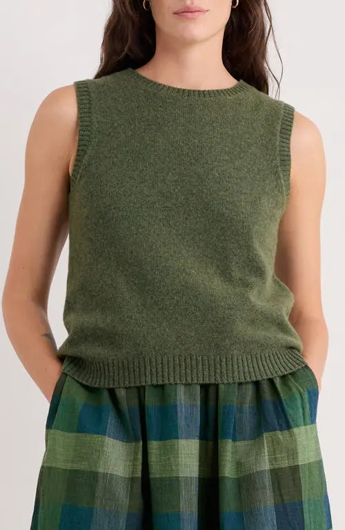 SEASALT CORNWALL East View Merino Wool Blend Sweater Vest - Light Olive