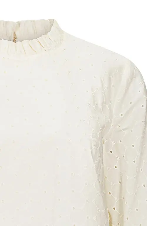 HOPE & HENRY Organic Ruffle-neck Eyelet Blouse