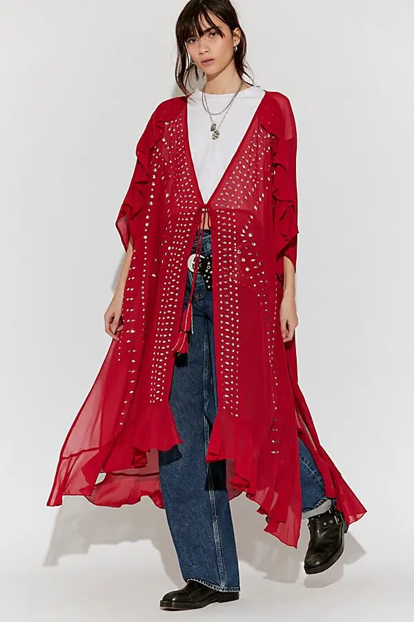 Free People Studded Duster - Red
