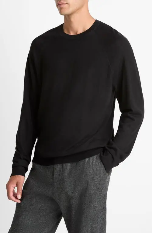 Vince Merino Wool And Cashmere Crewneck Sweater - Black