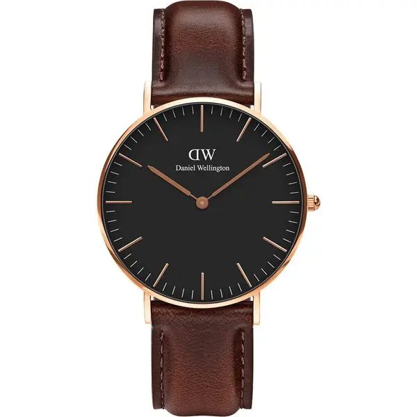 DANIEL WELLINGTON Classic Leather Strap Watch - Rose Gold