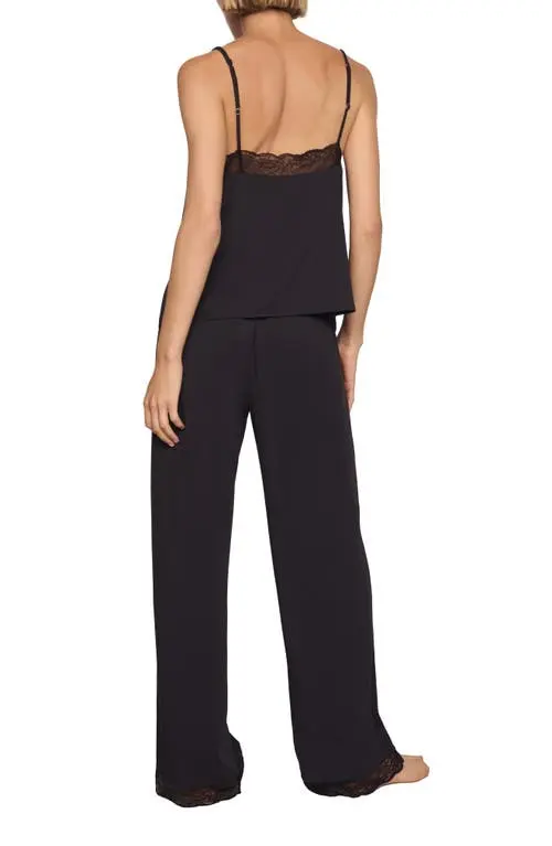 Eberjey Kari Lace Trim Long Pajamas - Black
