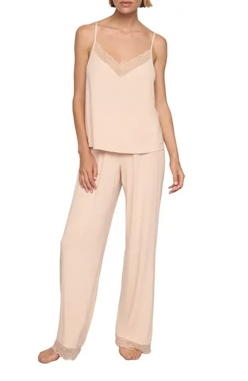 Eberjey Kari Lace Trim Long Pajamas - Tea Rose