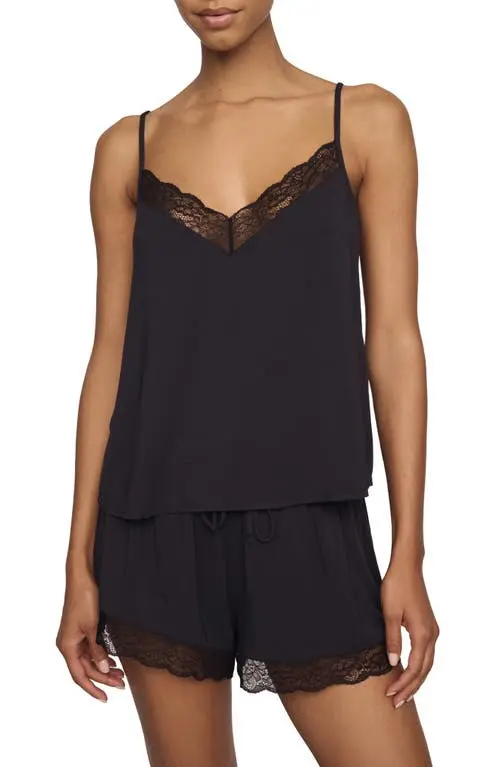 Eberjey Kari Lace Trim Short Pajamas - Black