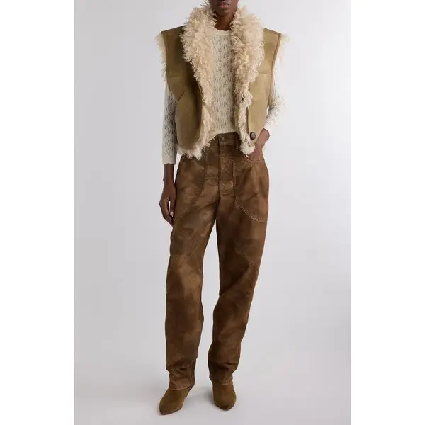 Isabel Marant Clara Faux Shearling Reversible Vest - Taupe