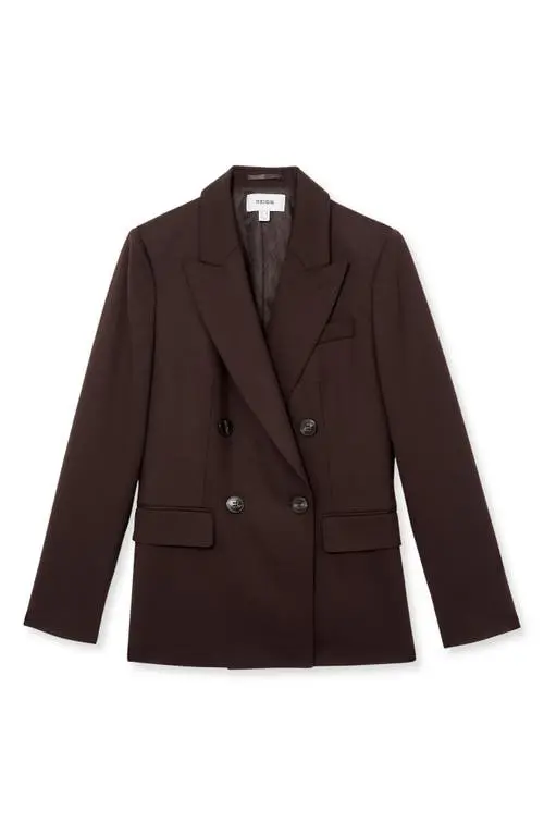 REISS Wool Blend Double Breasted Blazer - Aubergine