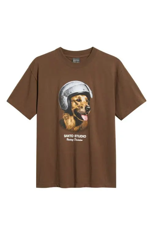 SANTO STUDIO Retriever Racing Graphic T-shirt - Holy Brown