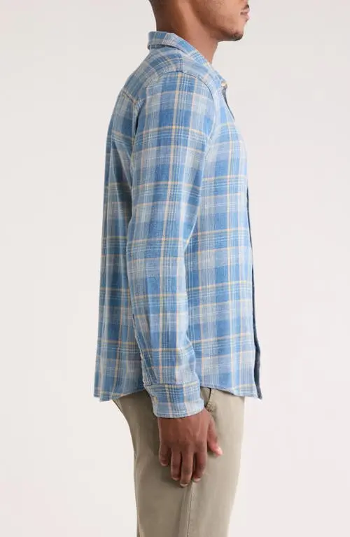 Marine Layer Classic Plaid Stretch Cotton Button-up Shirt - Blue Indigo Plaid