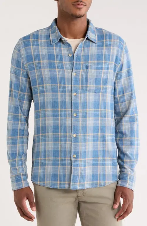 Marine Layer Classic Plaid Stretch Cotton Button-up Shirt - Blue Indigo Plaid