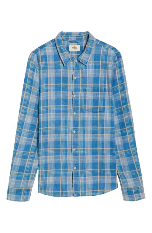 Marine Layer Classic Plaid Stretch Cotton Button-up Shirt - Blue Indigo Plaid