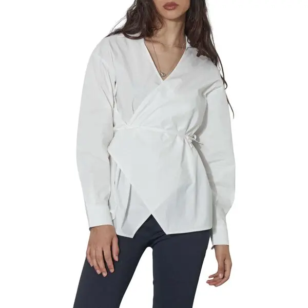 FIND ME NOW Mukkda Cotton Wrap Top
