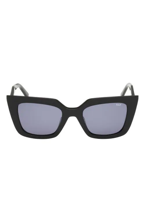 Abercrombie 51mm Cat Eye Sunglasses - Shiny Black /smoke Lens