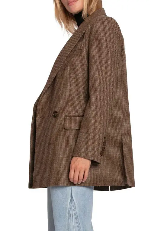 BELLE & BLOOM Plaid Double-breasted Blazer - Brown