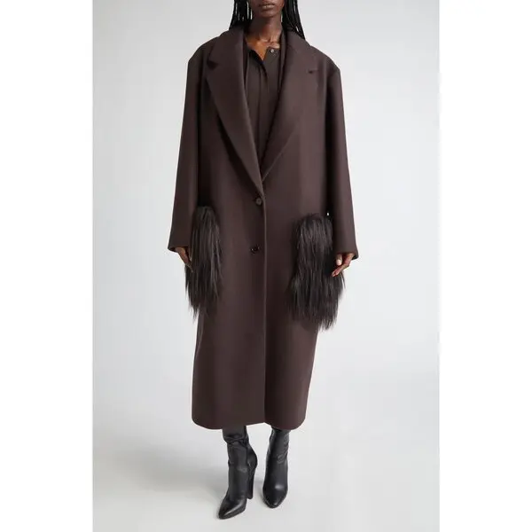 Michael Kors Two-button Coat With Shearling Trim