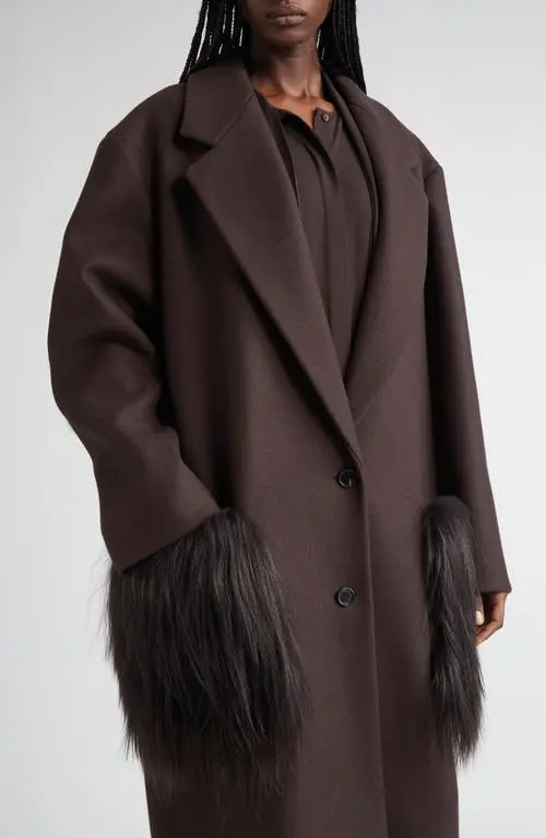 Michael Kors Two-button Coat With Shearling Trim