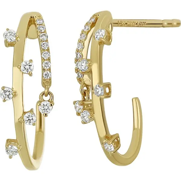 Bony Levy Solstice Diamond Double Hoop Earrings - 18k Yellow Gold