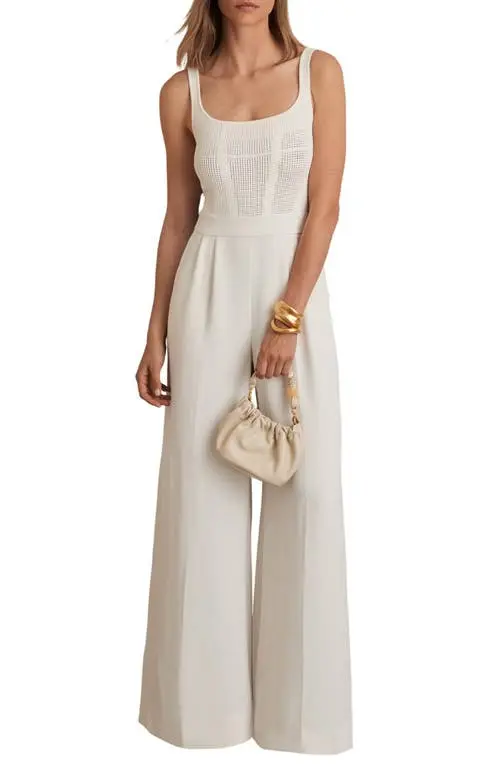 REISS Carla Sleeveless Wide Leg Jumpsuit - Ivory