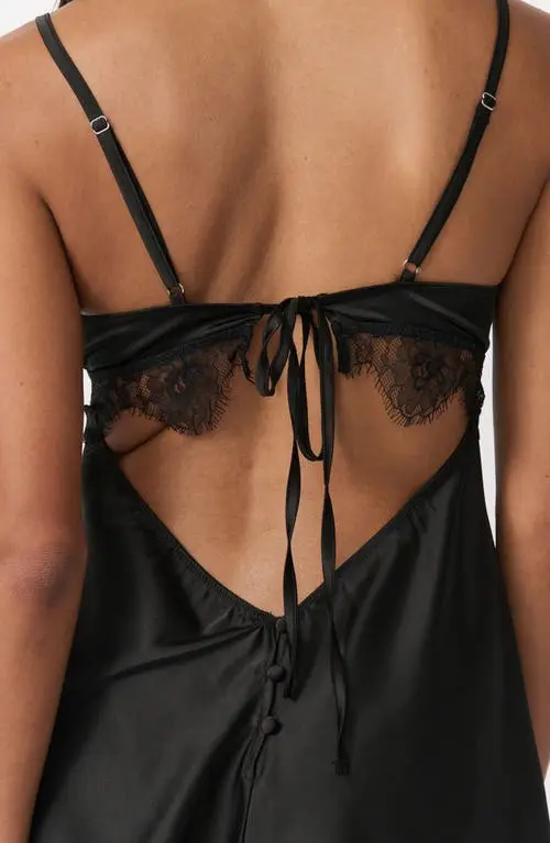KAT THE LABEL Ray Lace Trim Satin Teddy