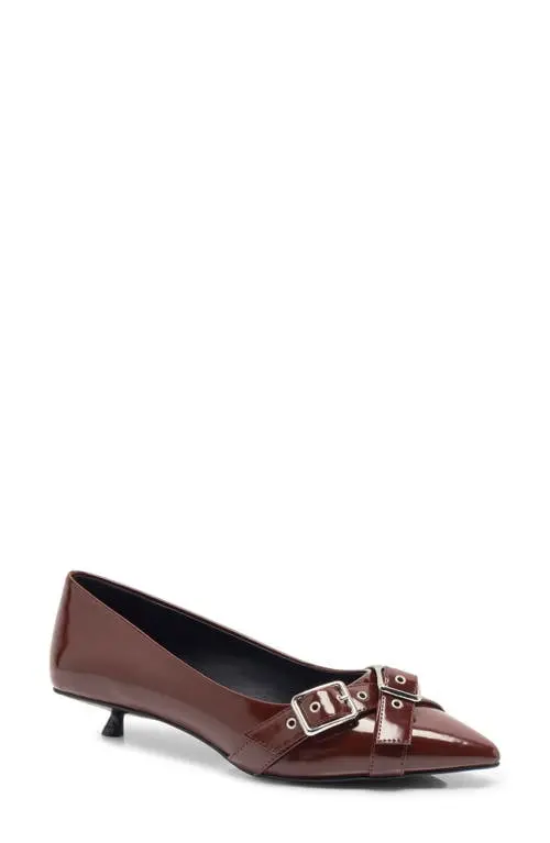 Free People Pointed-toe Kitten Heel Pumps - Cabernet Vegan Leather