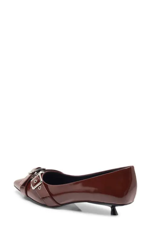 Free People Pointed-toe Kitten Heel Pumps - Cabernet Vegan Leather