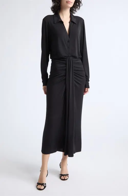 Cinq À Sept Seferina Ruched Detail Shirtdress - Black