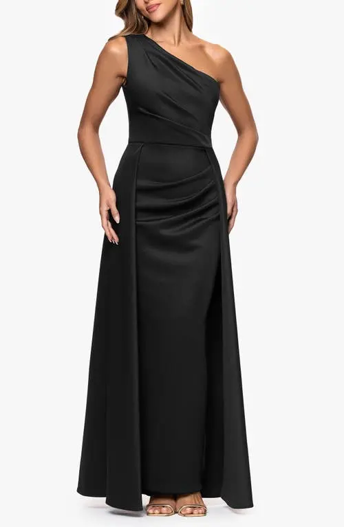 XSCAPE EVENINGS One-shoulder Scuba Crepe Gown - Black