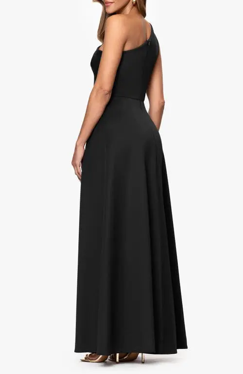 XSCAPE EVENINGS One-shoulder Scuba Crepe Gown - Black
