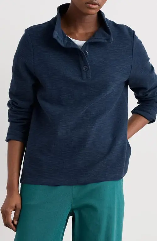SEASALT CORNWALL Organic Cotton Half Placket Sweatshirt - Maritime