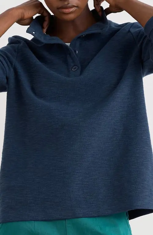 SEASALT CORNWALL Organic Cotton Half Placket Sweatshirt - Maritime