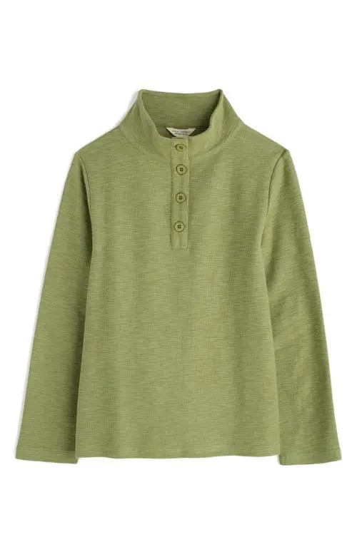 SEASALT CORNWALL Organic Cotton Half Placket Sweatshirt - Moss