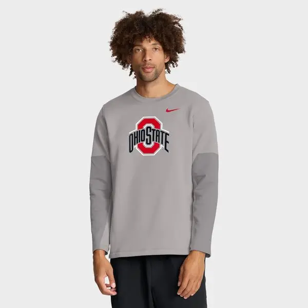 Nike Ohio State Buckeyes 2025 Sideline Coach Performance Long Sleeve T-shirt - Gray