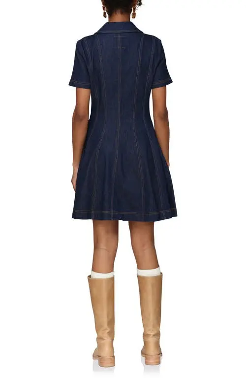 Avec Les Filles Seamed Collared Denim Minidress