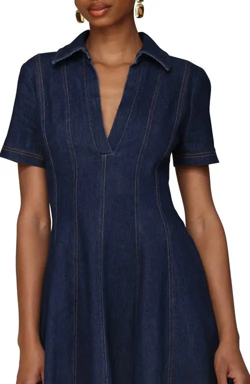 Avec Les Filles Seamed Collared Denim Minidress