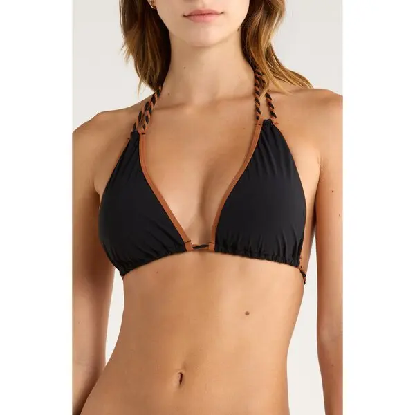 REISS Effie Bikini Top - Black/brown