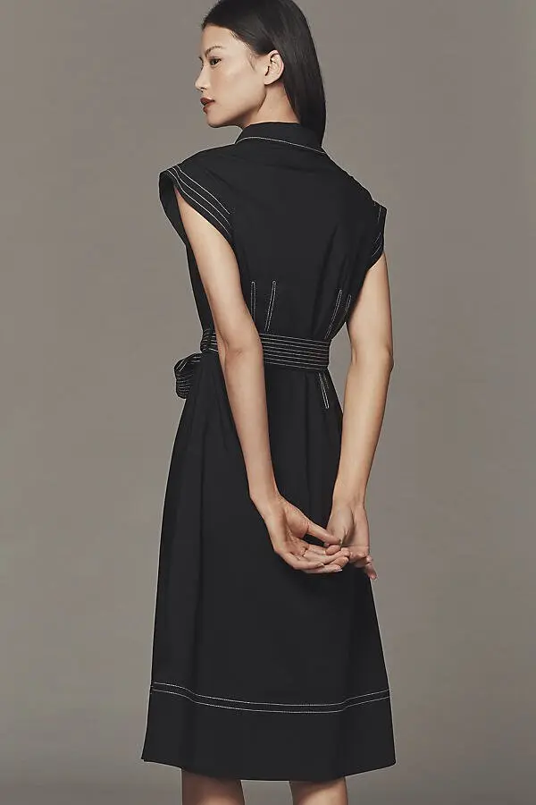 English Factory Short-sleeve Belted Midi Dress