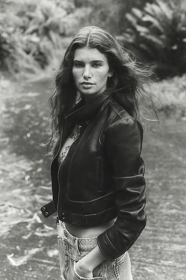 PILCRO Rumi Faux Leather Moto Jacket - Chocolate