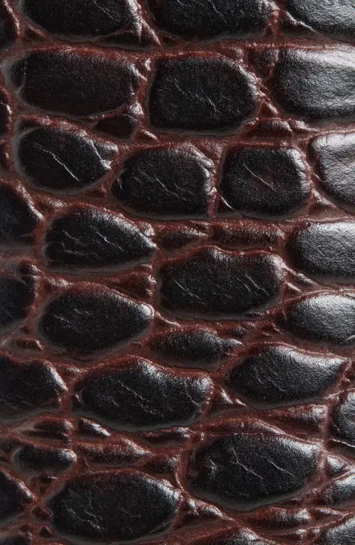Canali Croc Embossed Leather Belt - Brown