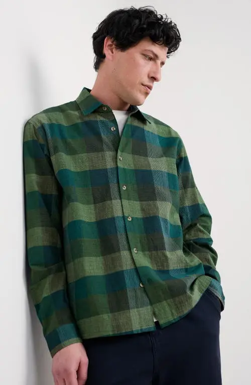 SEASALT CORNWALL Penmere Plaid Organic Cotton Button-up Shirt
