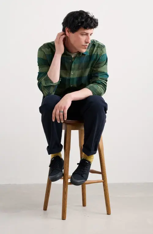 SEASALT CORNWALL Penmere Plaid Organic Cotton Button-up Shirt