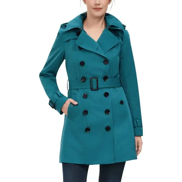 KIMI + KAI Rosie Hooded Trench Coat - Teal