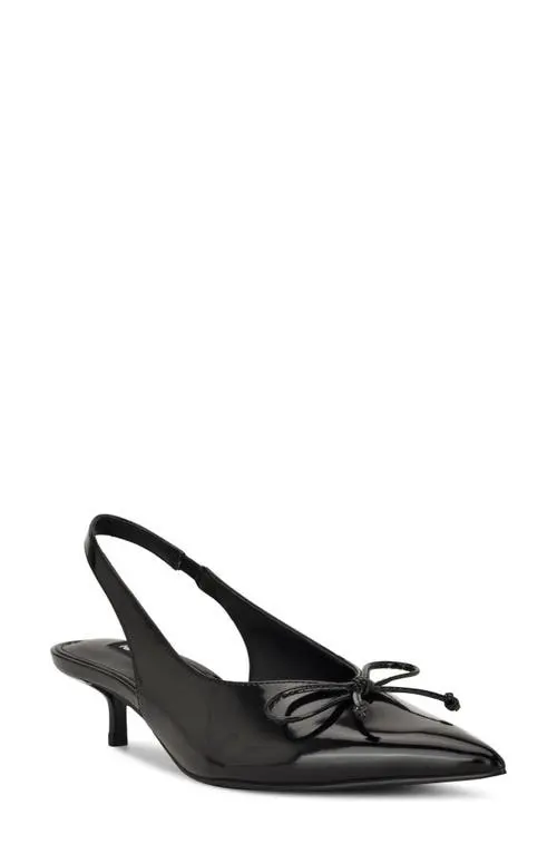 Nine West Evaa Pointed Toe Slingback Kitten Heel Pumps - Black