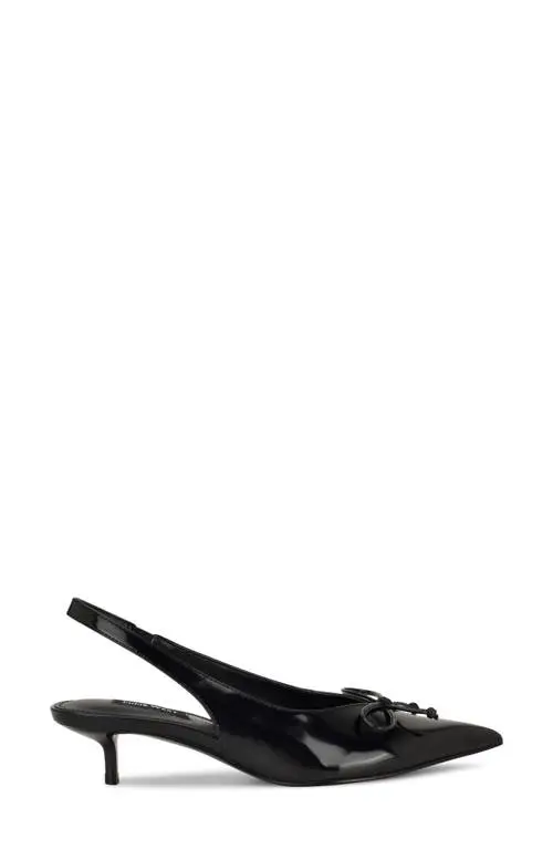 Nine West Evaa Pointed Toe Slingback Kitten Heel Pumps - Black