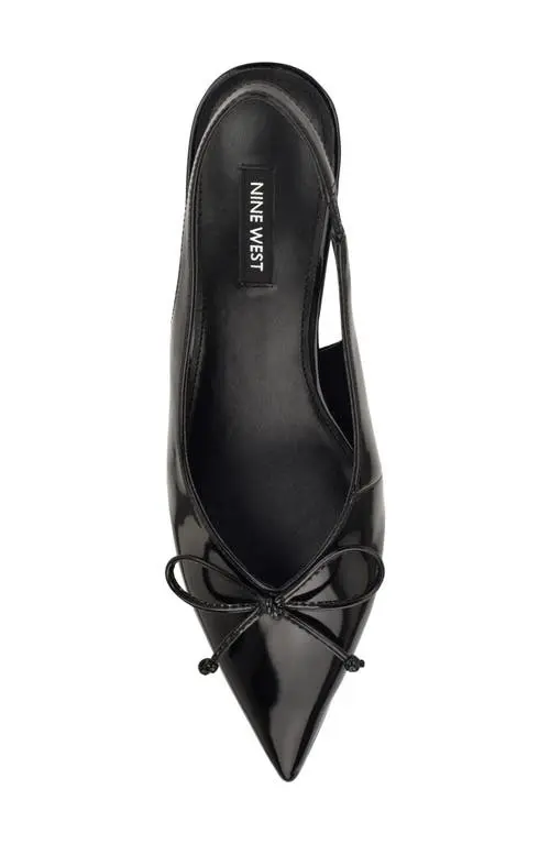 Nine West Evaa Pointed Toe Slingback Kitten Heel Pumps - Black